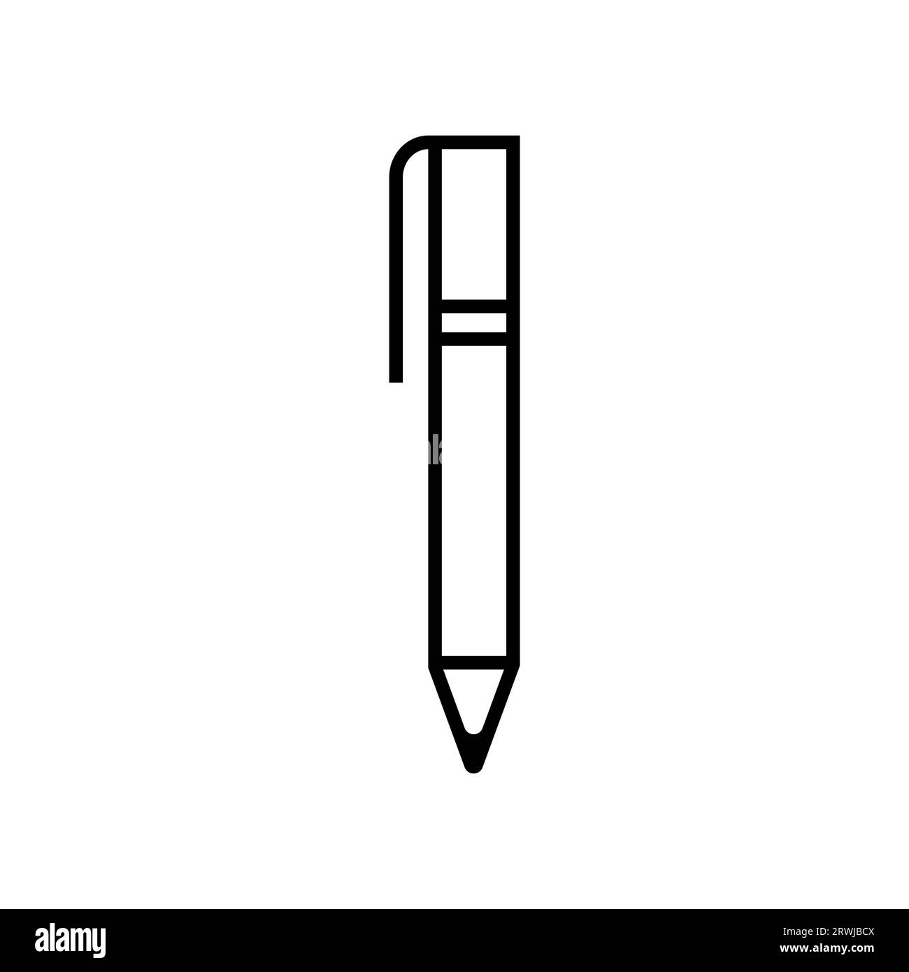 Pen, pencil Lineal Icon Symbol Vector. Black Outline Pen, pencil Icon ...