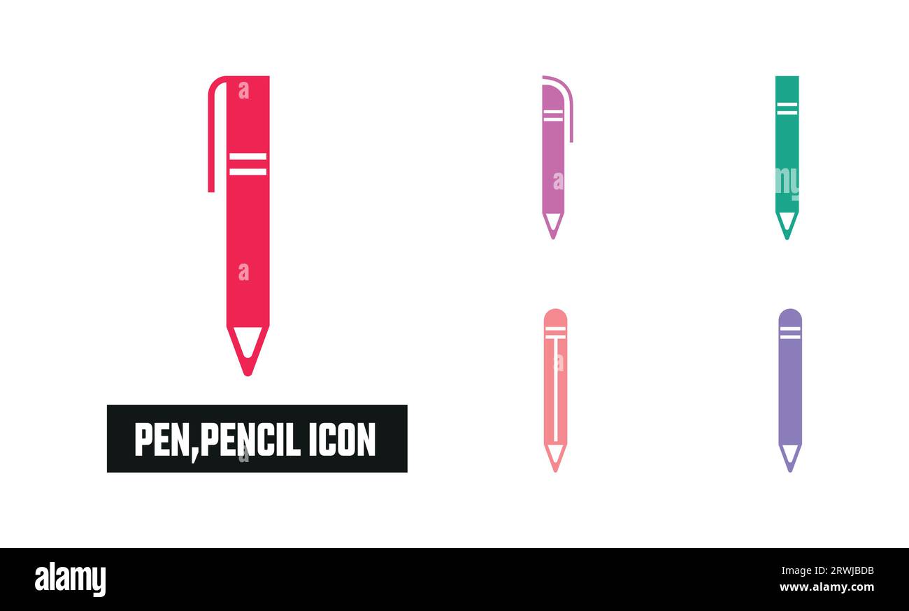 Flat Pen, pencil Icon Symbol Vector Illustration Stock Vector Image ...