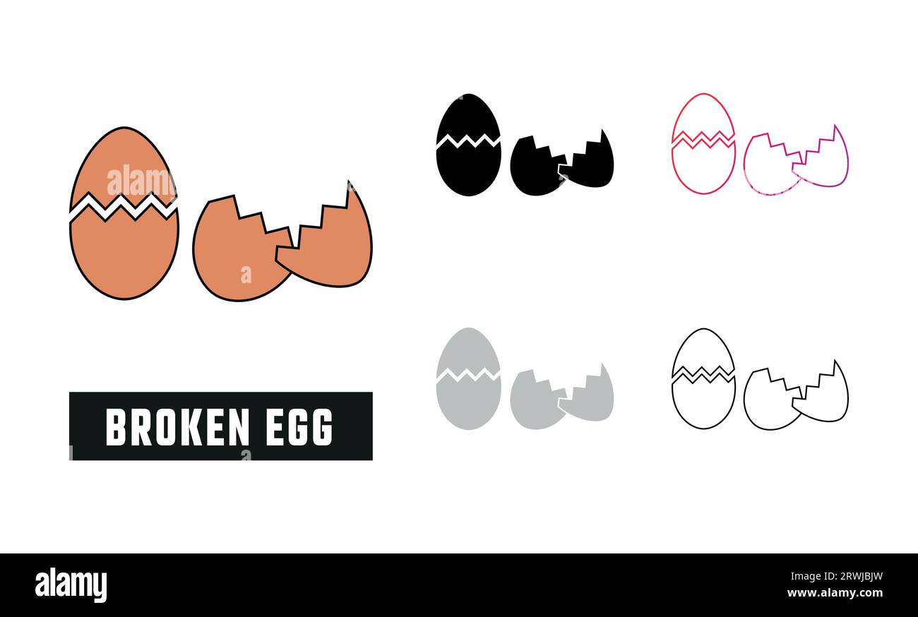 Broken egg Icon Set Vector Illustration Stock Vector Image & Art - Alamy