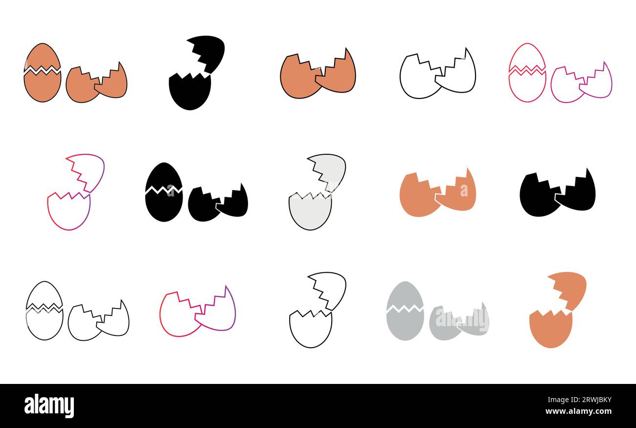 Broken egg Icon Set Vector Illustration Stock Vector Image & Art - Alamy