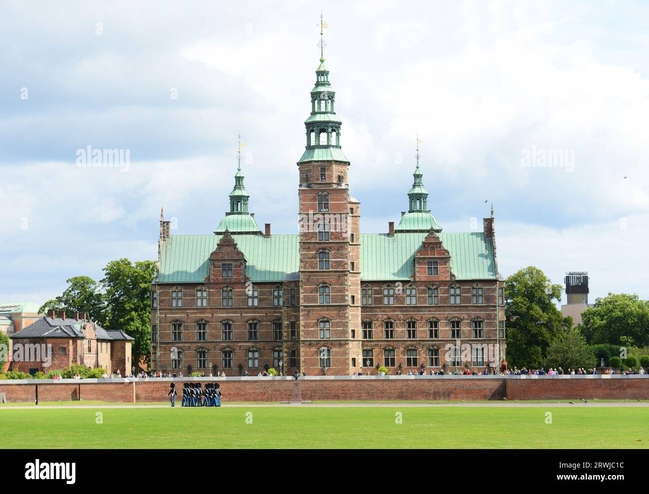 The Danish Royal Guard marching out from Rosenborg Castle towards the ...