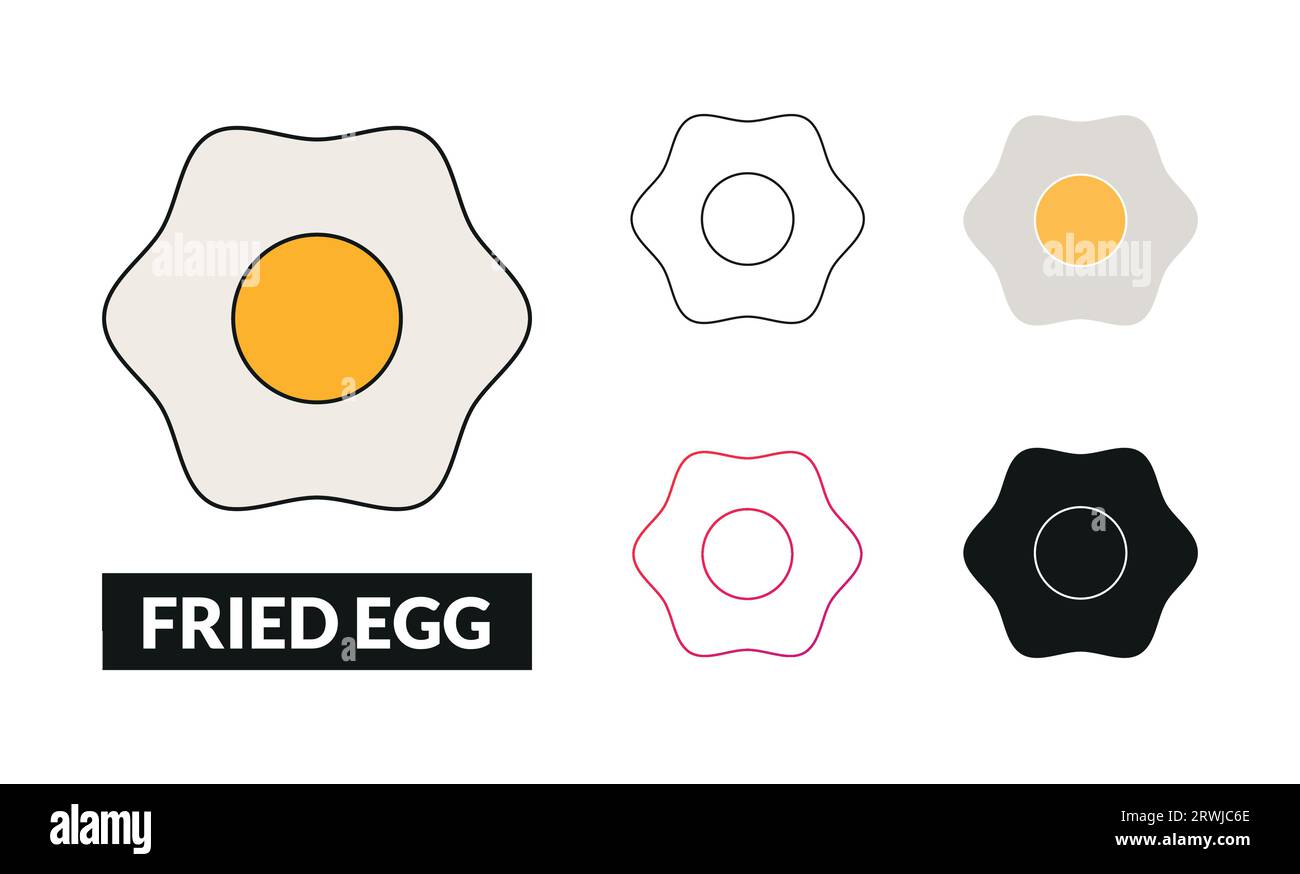 Fried egg Icon Set Vector Illustration Stock Vector Image & Art - Alamy