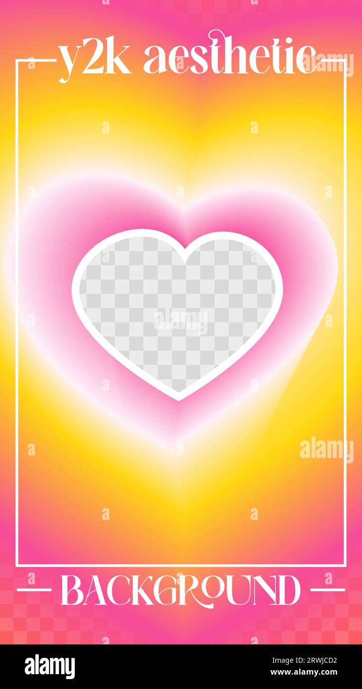 Aura acid heart y2k stories template. Stock vector illustration in ...