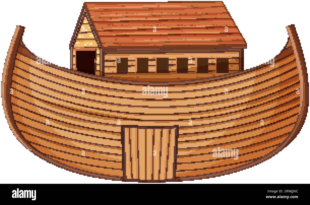A delightful cartoon illustration of a wooden house boat Stock Vector ...
