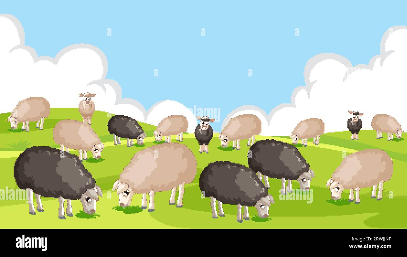 Grazing livestock scene Stock Vector Images - Alamy