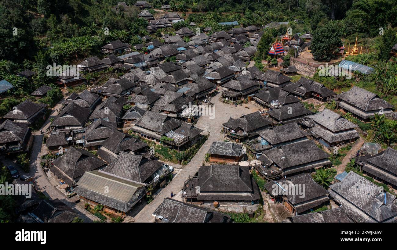 Pu'er. 14th Sep, 2023. This aerial photo taken on Sept. 14, 2023 shows ...