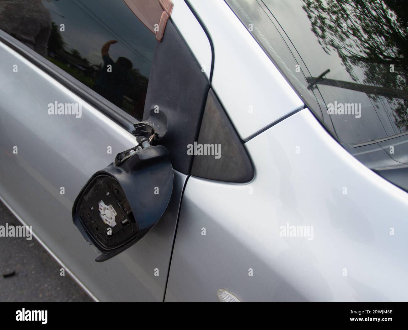 The side mirror was broken due to an accident. Side Collision ...