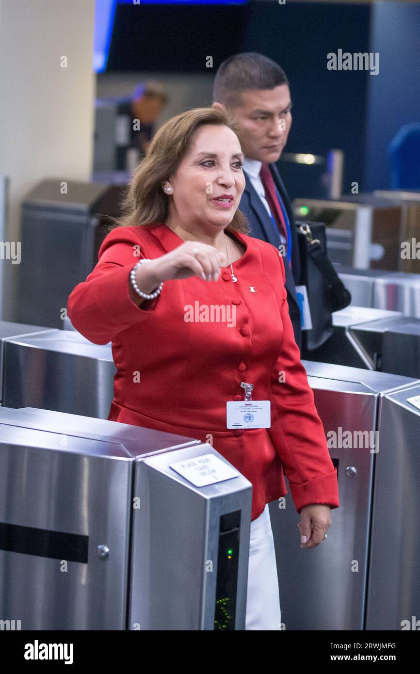 New York, Ny. 19th Sep, 2023. Dina Boluarte arrives for the United ...
