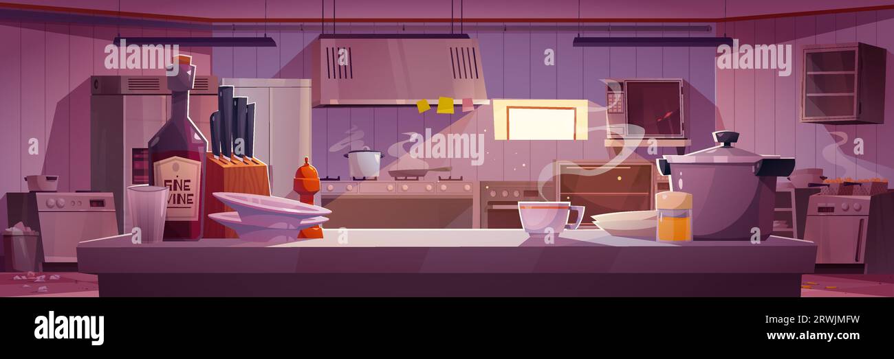 Restaurant kitchen interior with professional equipment and furniture ...