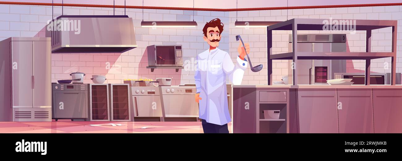 Chef on restaurant kitchen. Professional worker of commercial food ...