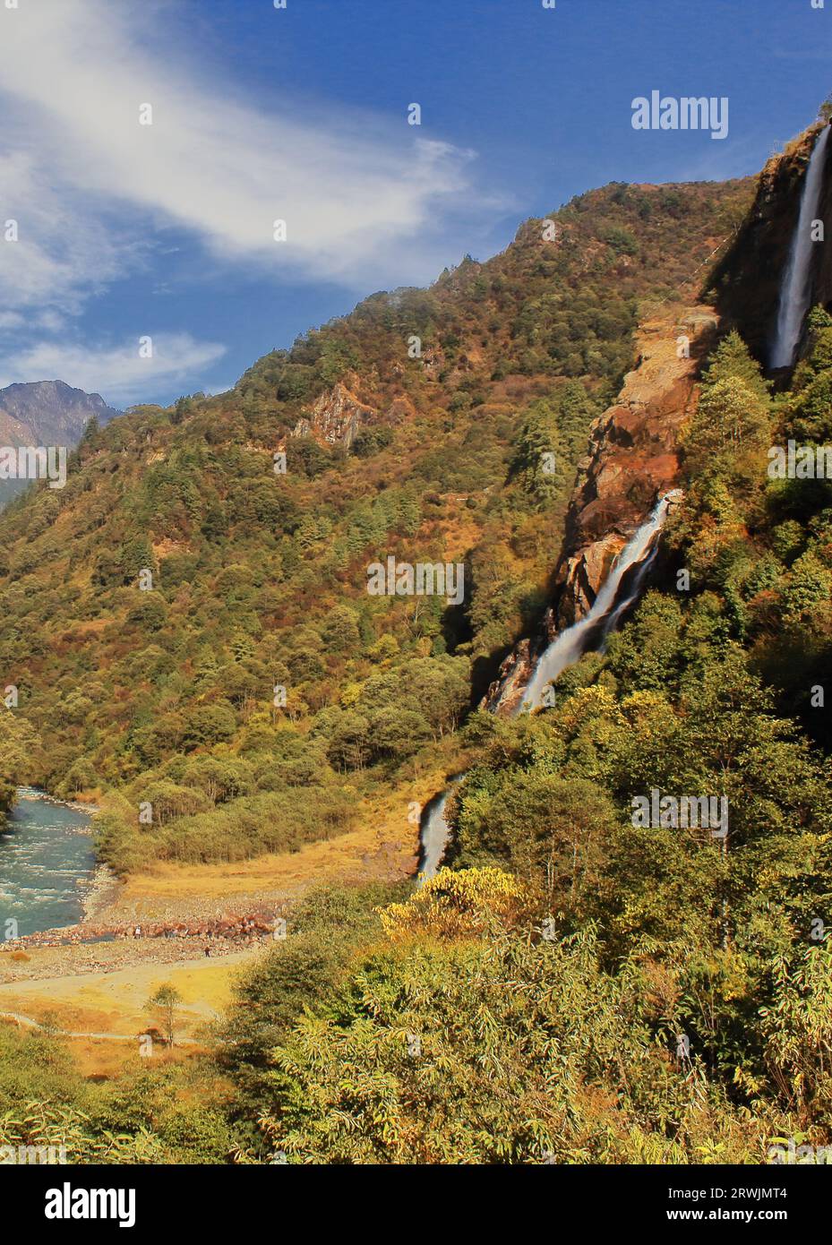 nuranang or jang waterfall, the waterfall is popular tourist ...
