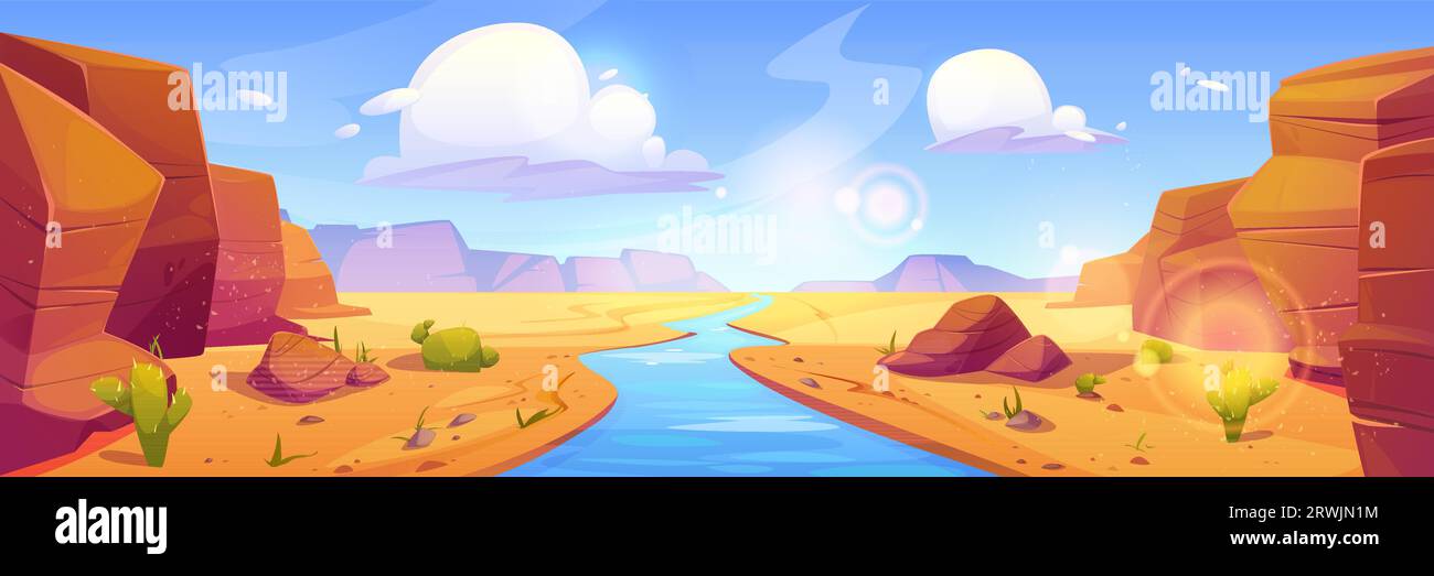 Grand canyon mountain landscape vector background. Rock cliff in ...