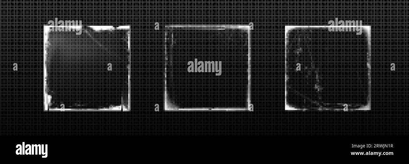 Realistic set of square distressed edge vinyl record covers isolated on ...