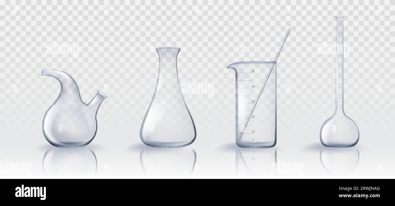 3d chemistry laboratory test glass beaker realistic vector. Lab clear ...