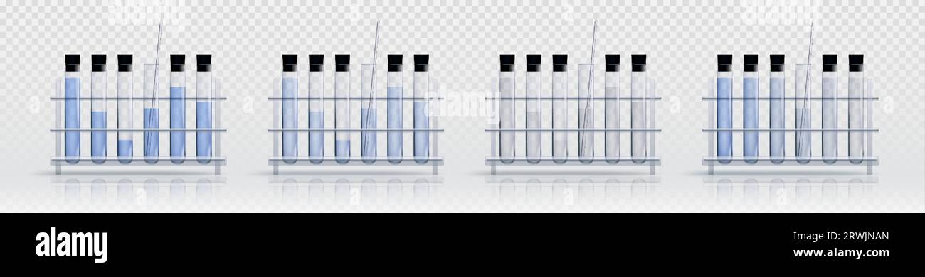 Realistic set of test tube racks isolated on transparent background ...