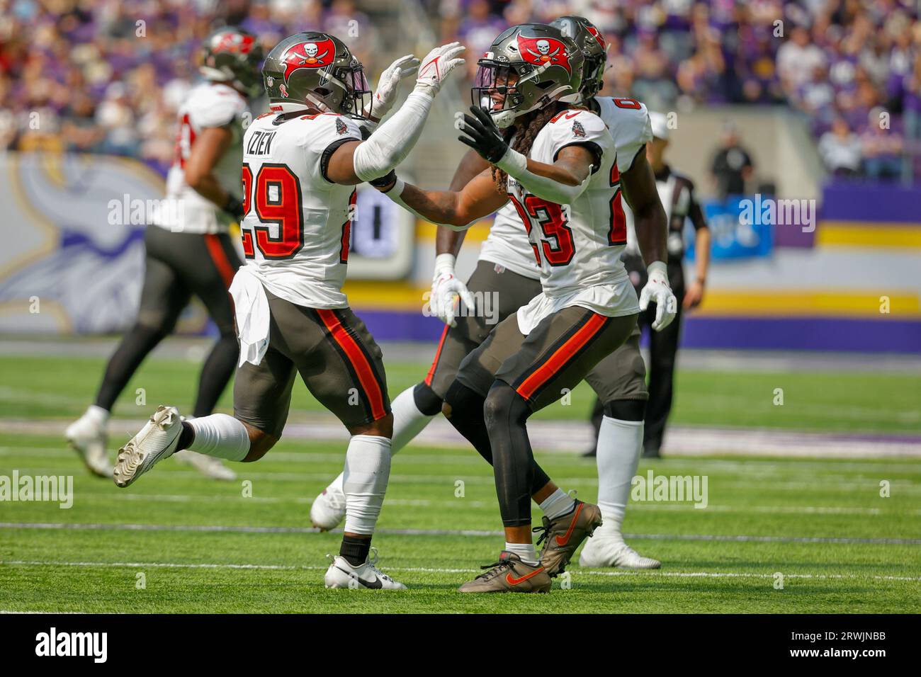 Tampa Bay Buccaneers defensive back Christian Izien (29) celebrates his ...
