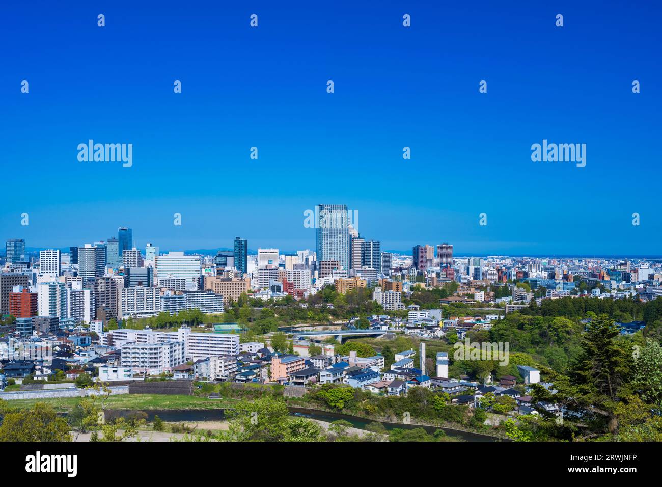 View of Sendai City from Sendai Castle Ruins Stock Photo - Alamy