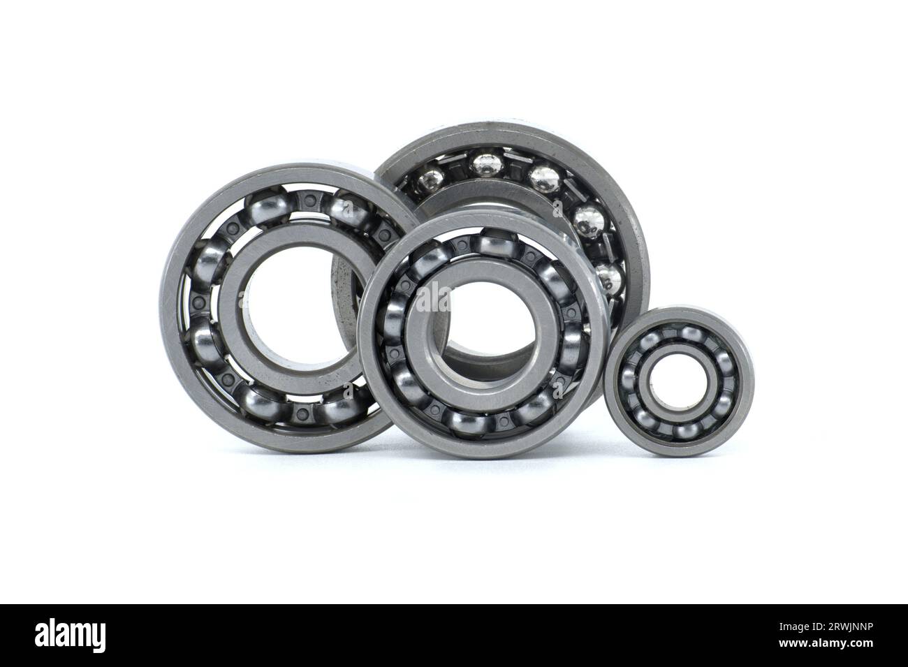 Set of various ball bearings isolated on white background. Car bearings ...