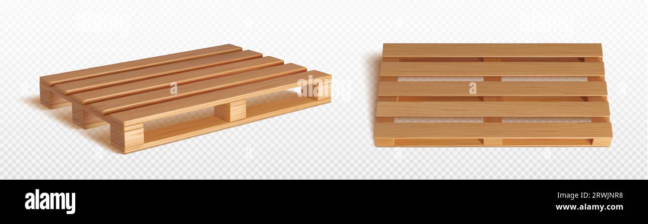 3d wooden pallet for crate package isolated vector. Wood loading tray ...