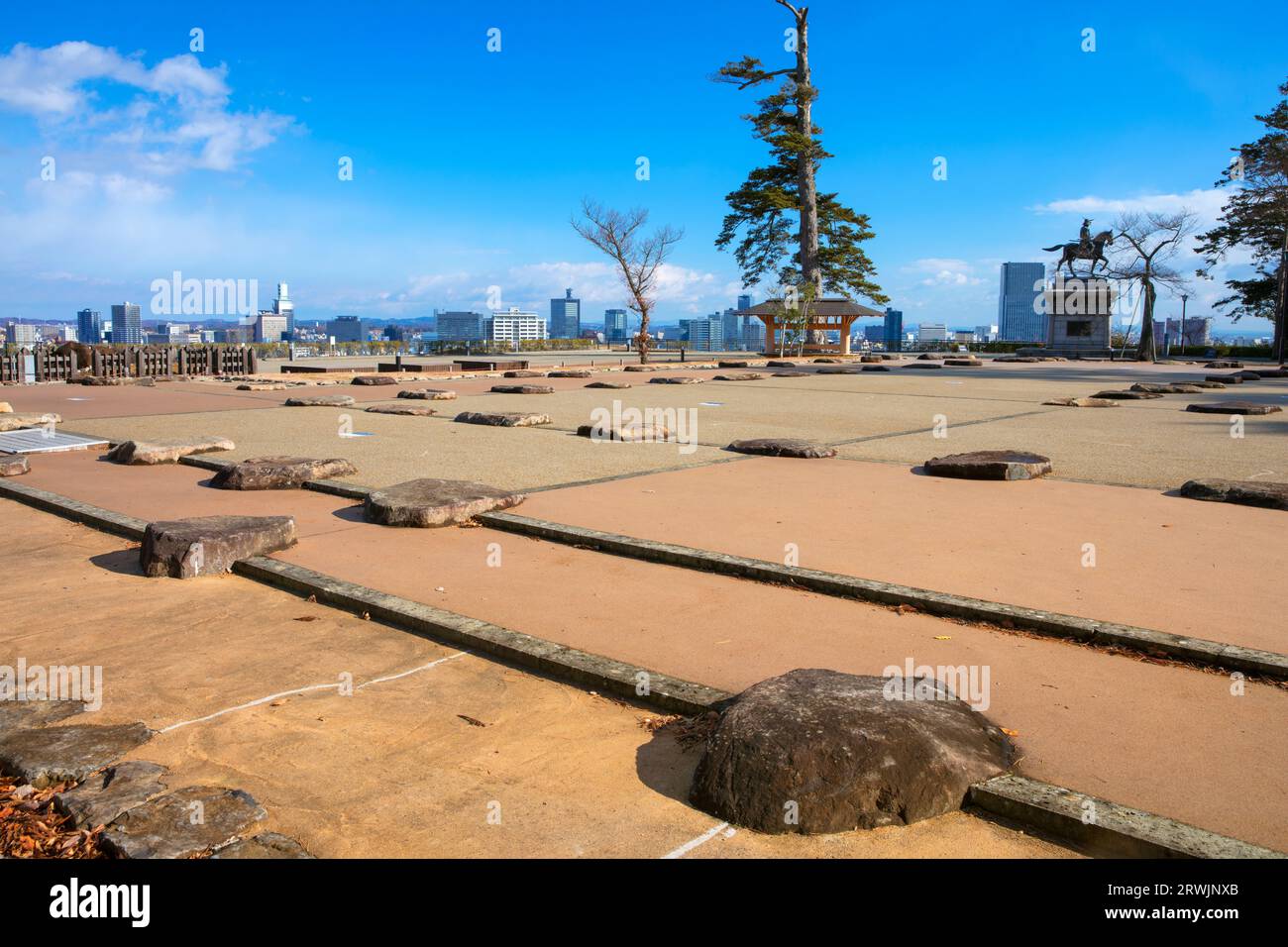 Ruins of the hall in Sendai Castle's main citadel Stock Photo - Alamy