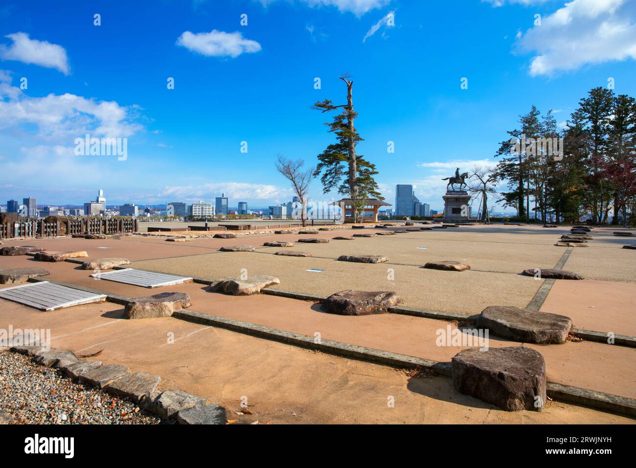 Ruins of the hall in Sendai Castle's main citadel Stock Photo - Alamy
