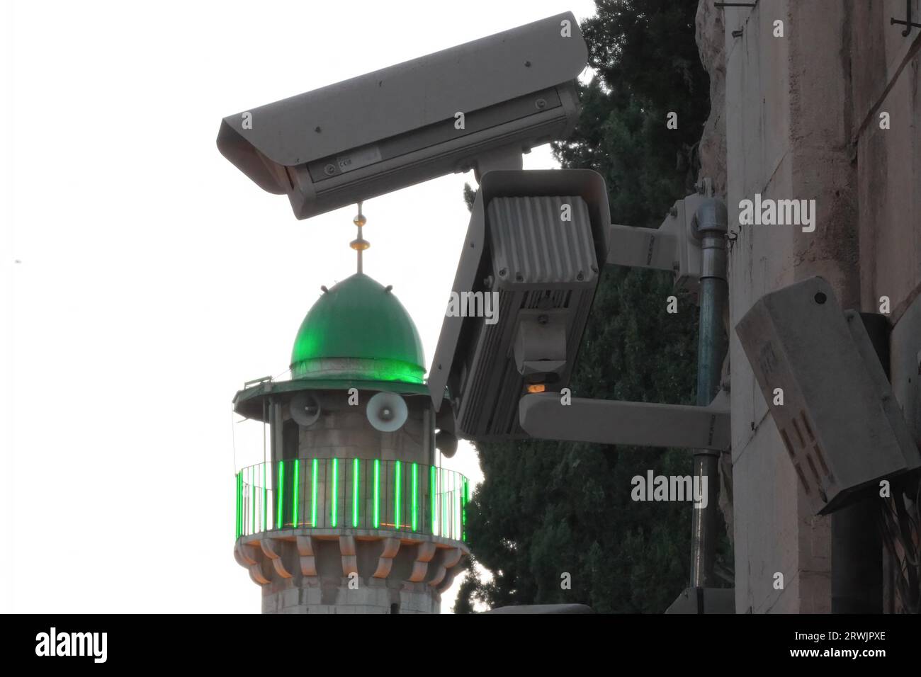 Surveillance cameras are placed by Israeli police in the Muslim Quarter ...