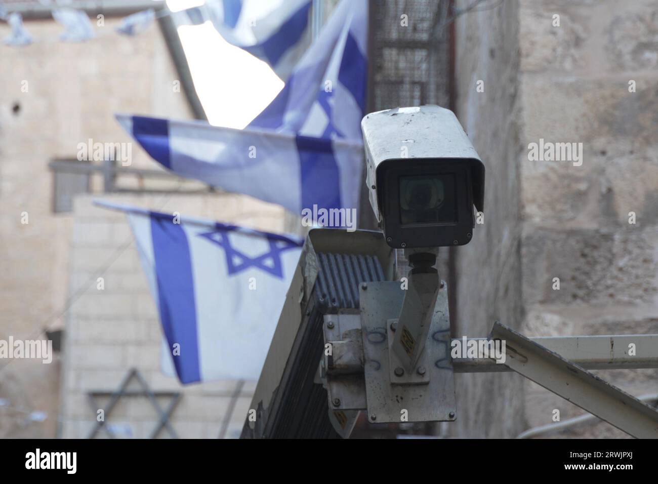 Surveillance cameras are placed by Israeli police in the Muslim Quarter ...