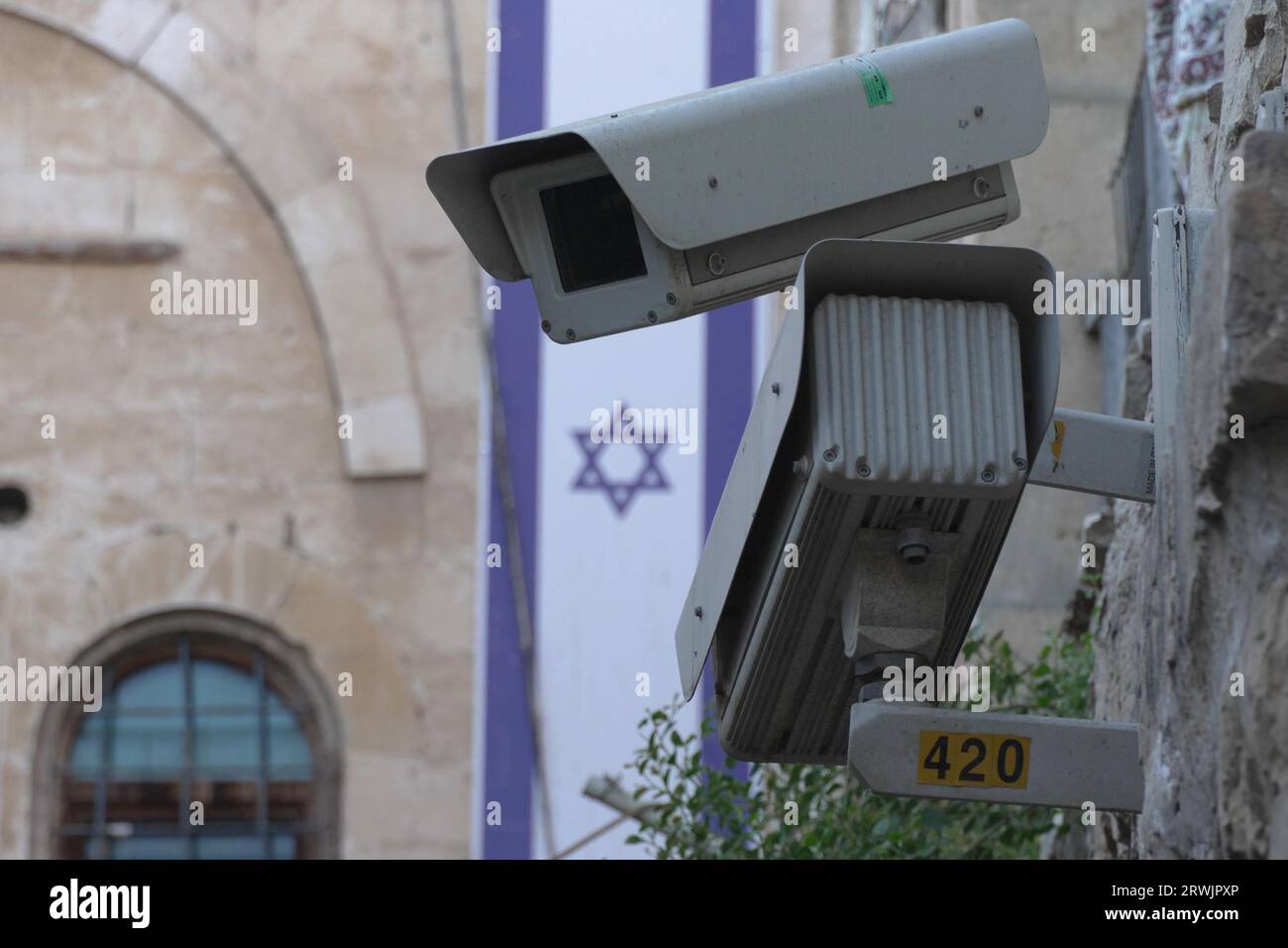 Surveillance cameras are placed by Israeli police in Al Wad street ...
