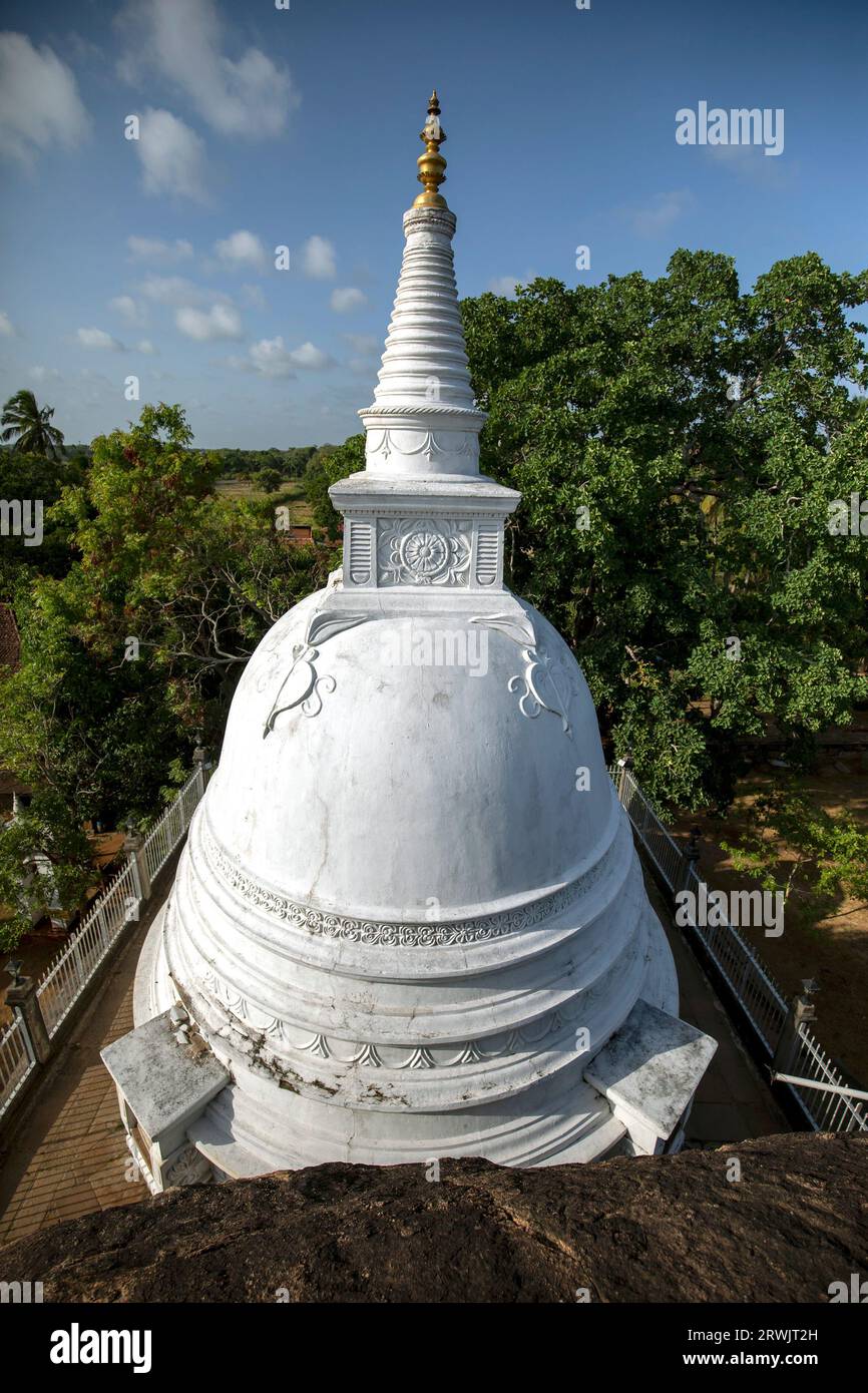 The stupa which sits on a rock outcrop at Isurumuni Raja Maha Viharaya ...