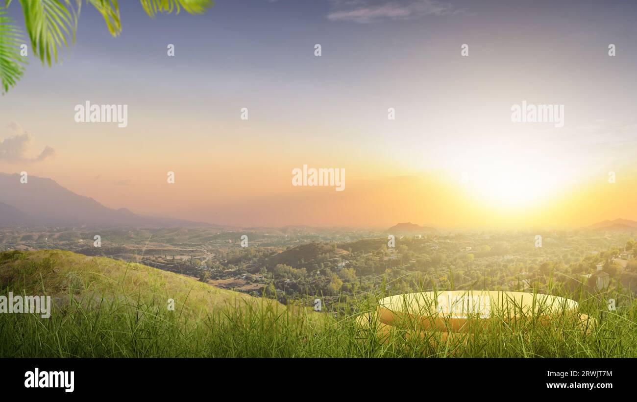 Green hills with landscape view with a dramatic sky background Stock ...