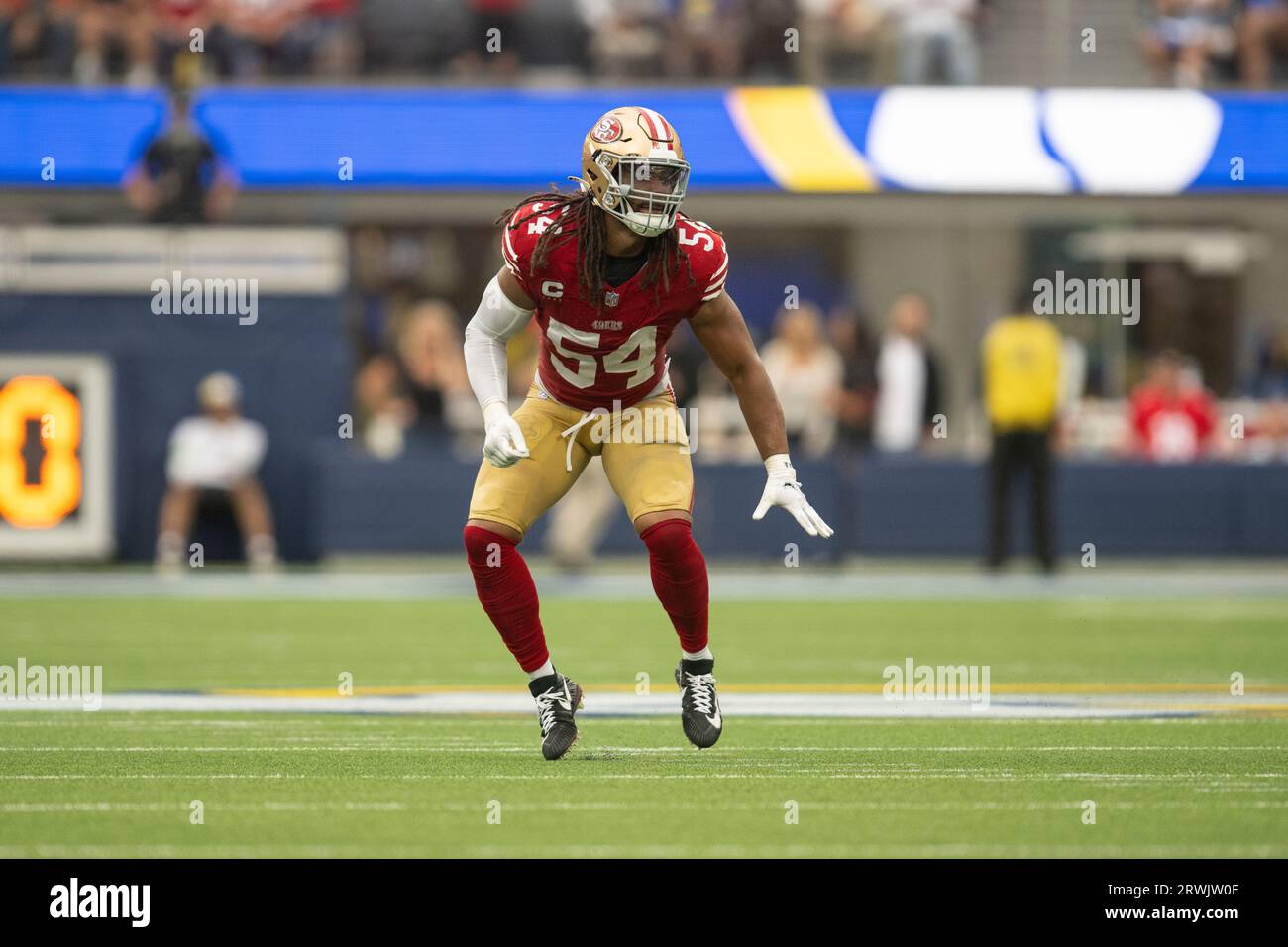San Francisco 49ers linebacker Fred Warner (54) takes his stance during ...