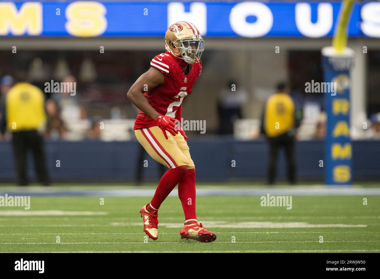 San Francisco 49ers cornerback Deommodore Lenoir (2) takes his stance ...