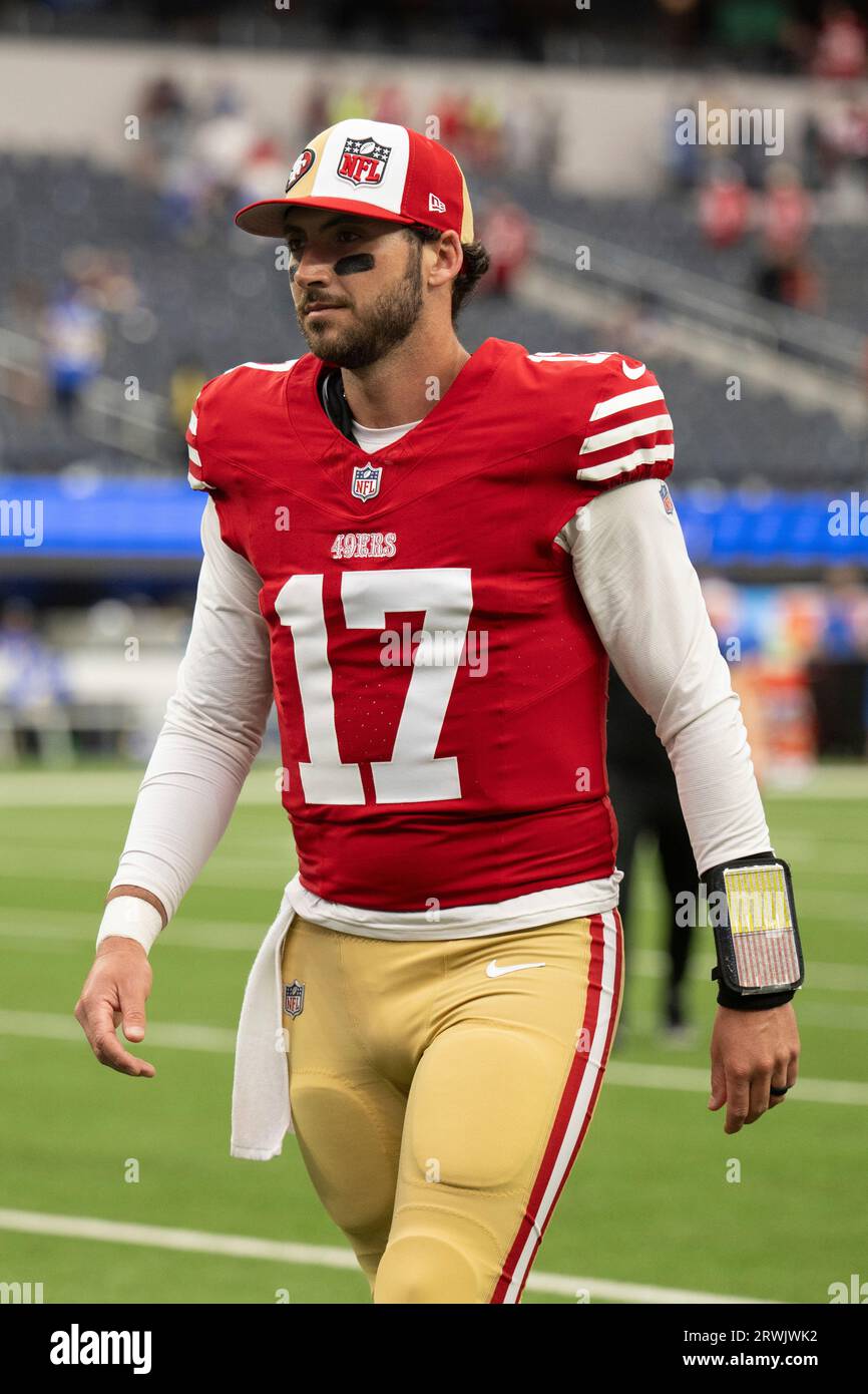 San Francisco 49ers quarterback Brandon Allen (17) walks back to the ...