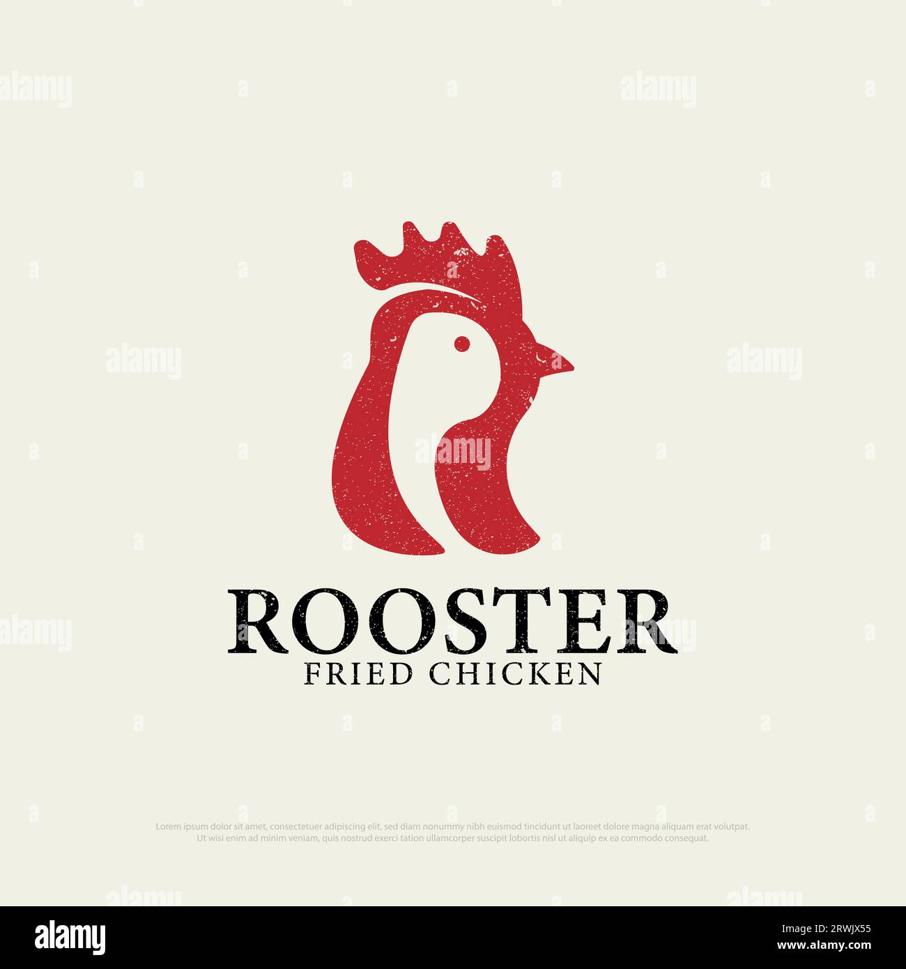 Vintage Chicken Rooster restaurant logo design with grunge style ...