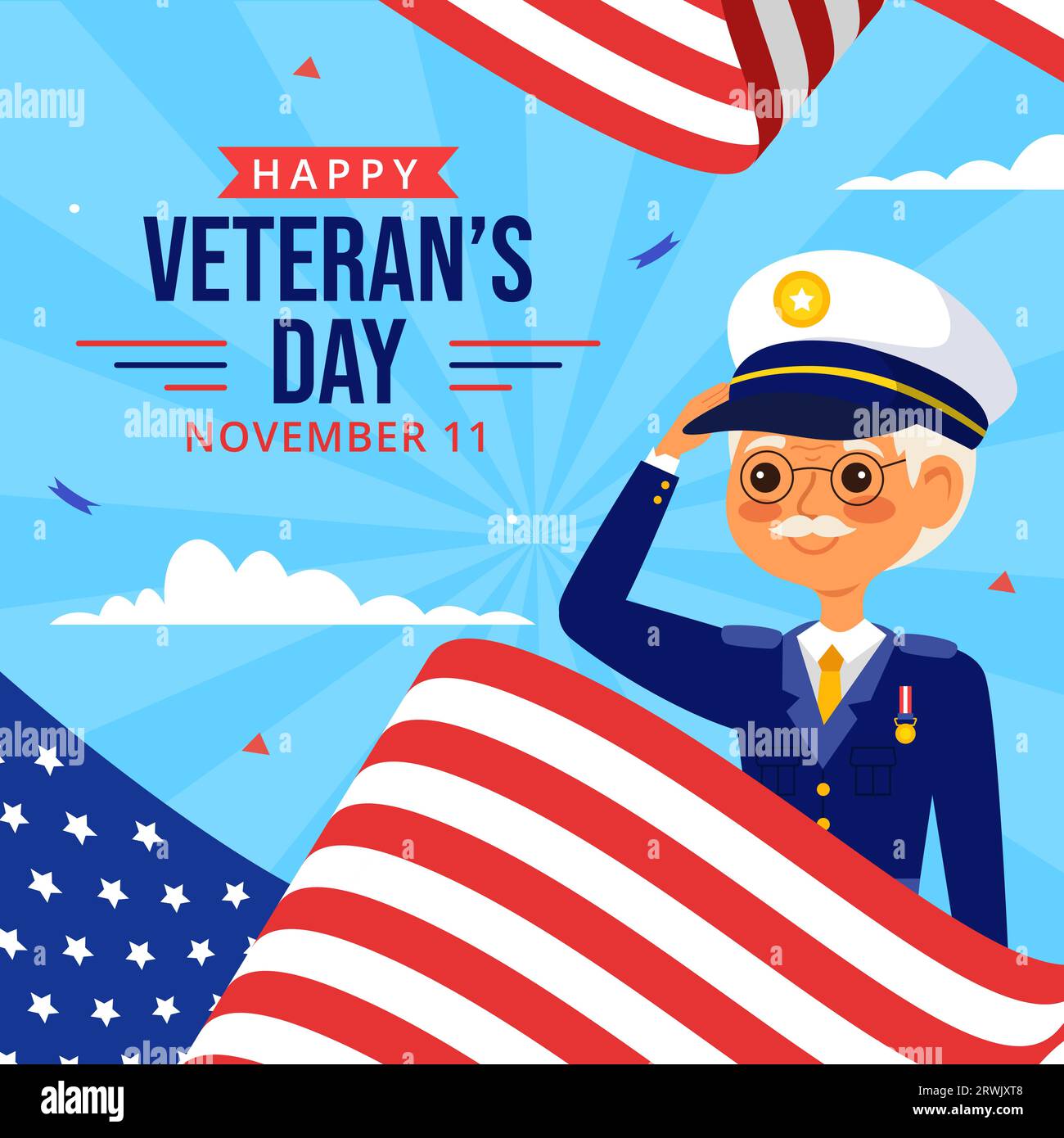 Veterans Day Social Media Illustration Flat Cartoon Hand Drawn ...