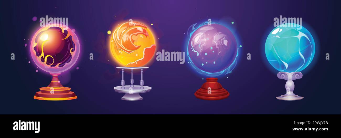 Crystal magic ball vector, glass orb sphere icon. Fantasy fortune ...