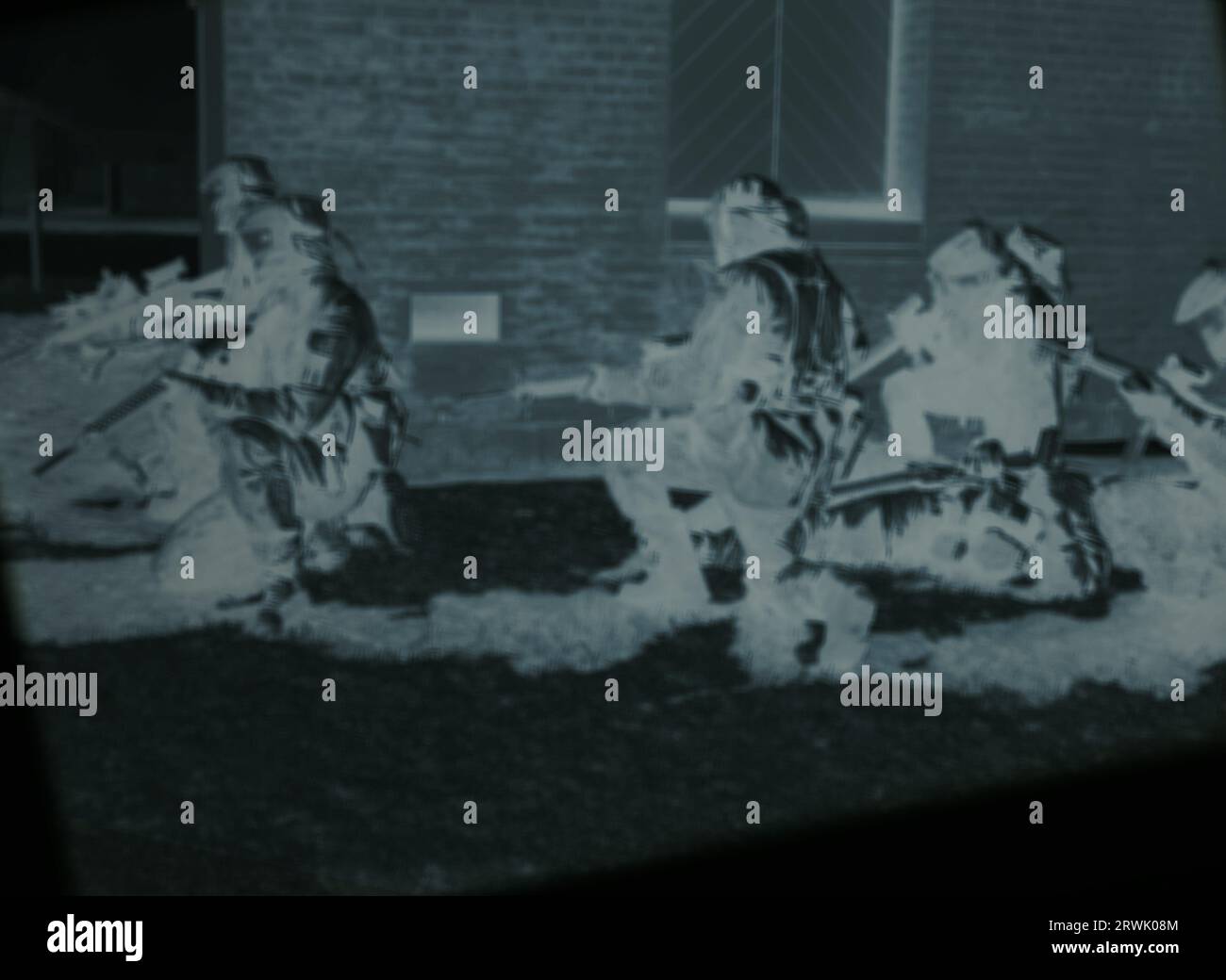 Night vision, soldier group and war with team, secret service and ...