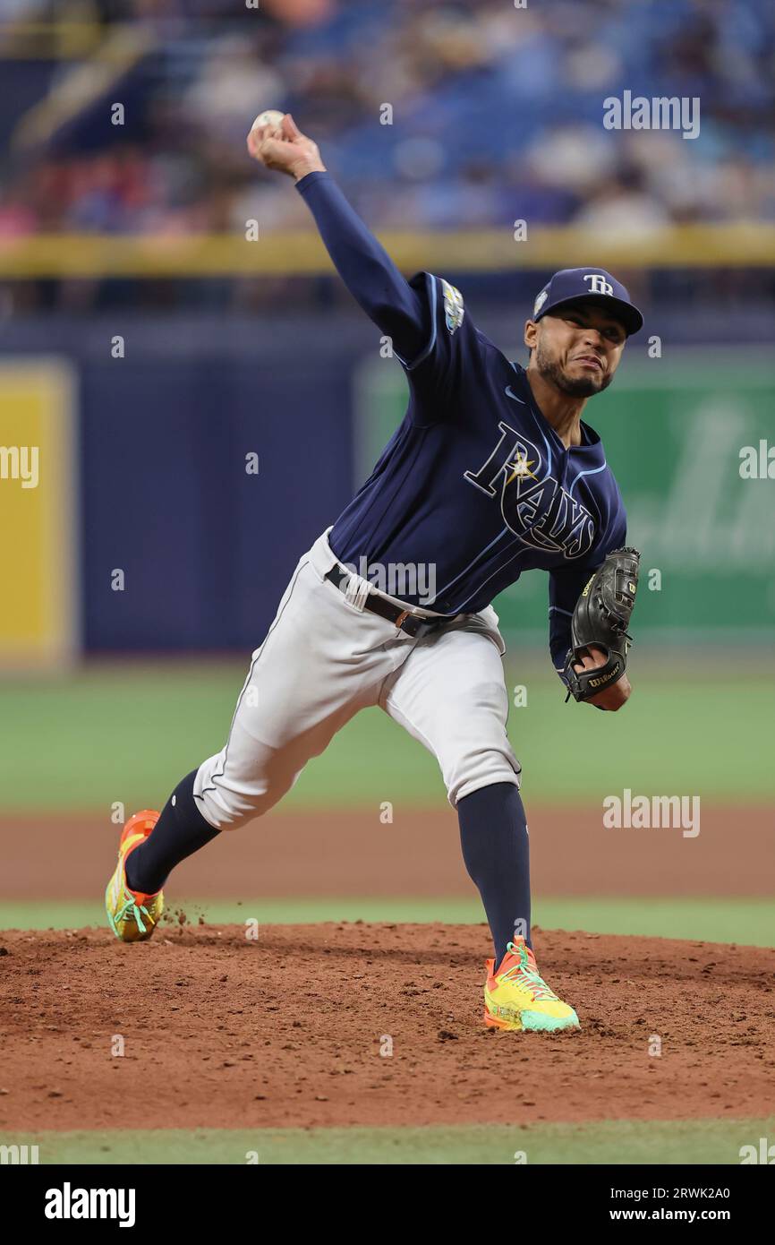 St. Petersburg, FL USA; Tampa Bay Rays starting pitcher Taj Bradley (45 ...