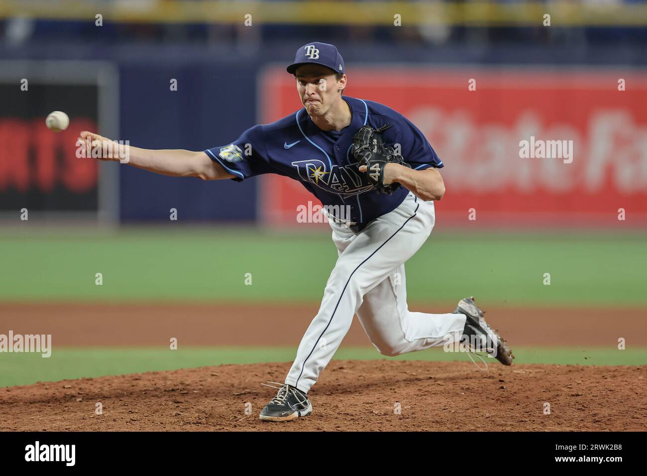 St. Petersburg, FL USA; Tampa Bay Rays relief pitcher Robert Stephenson ...