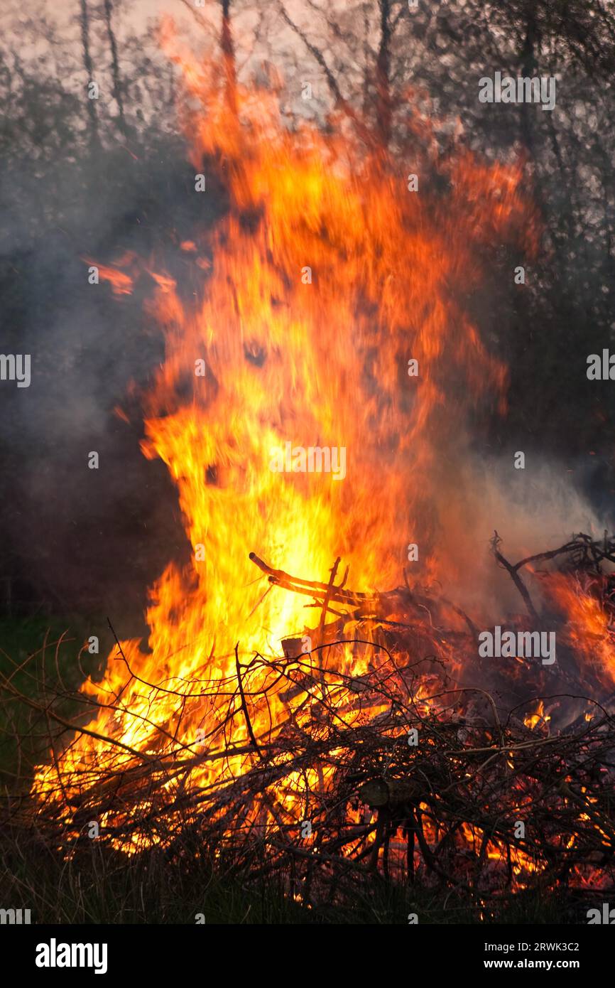 Osterfeuer in Ostfriesland, easter fire in northern Germany Stock Photo ...