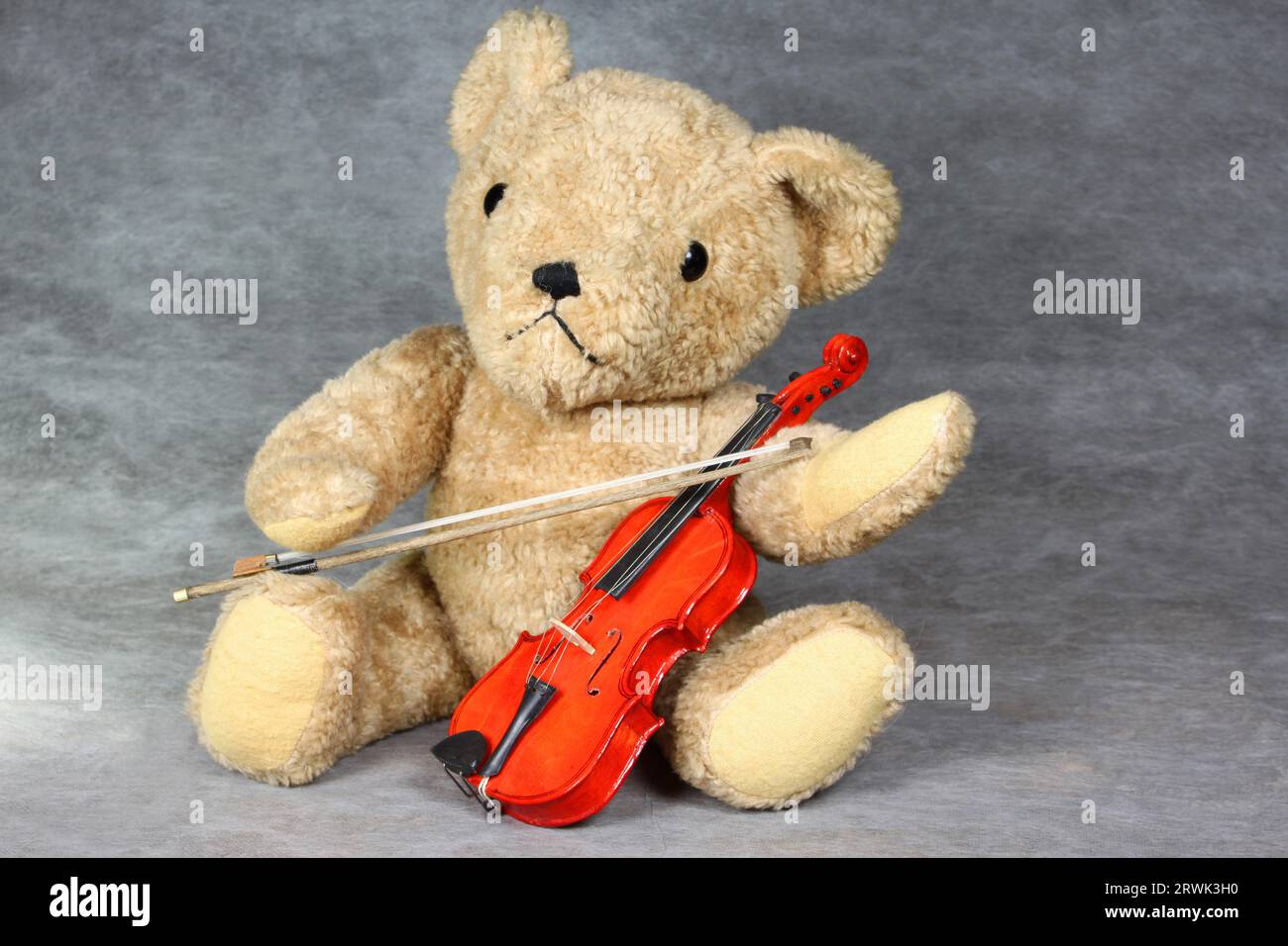 Teddy bear with violin Stock Photo - Alamy