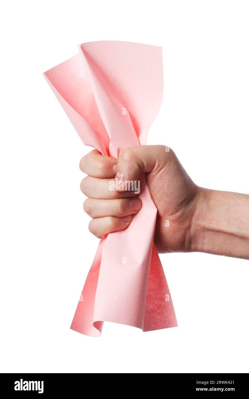 Hand crumpling paper Cut Out Stock Images & Pictures - Alamy