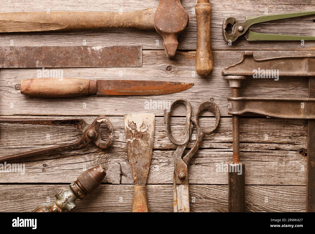 A collection of old rusty tools Stock Photo - Alamy