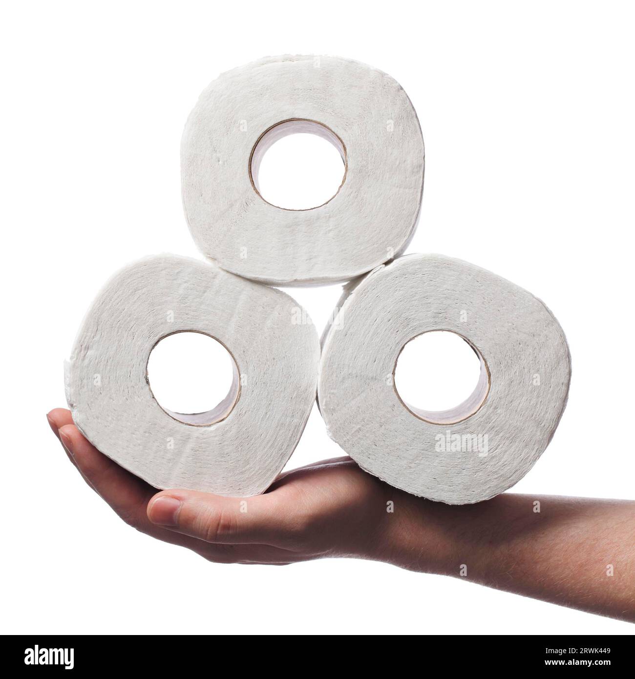 Hand on toilet paper Cut Out Stock Images & Pictures - Alamy