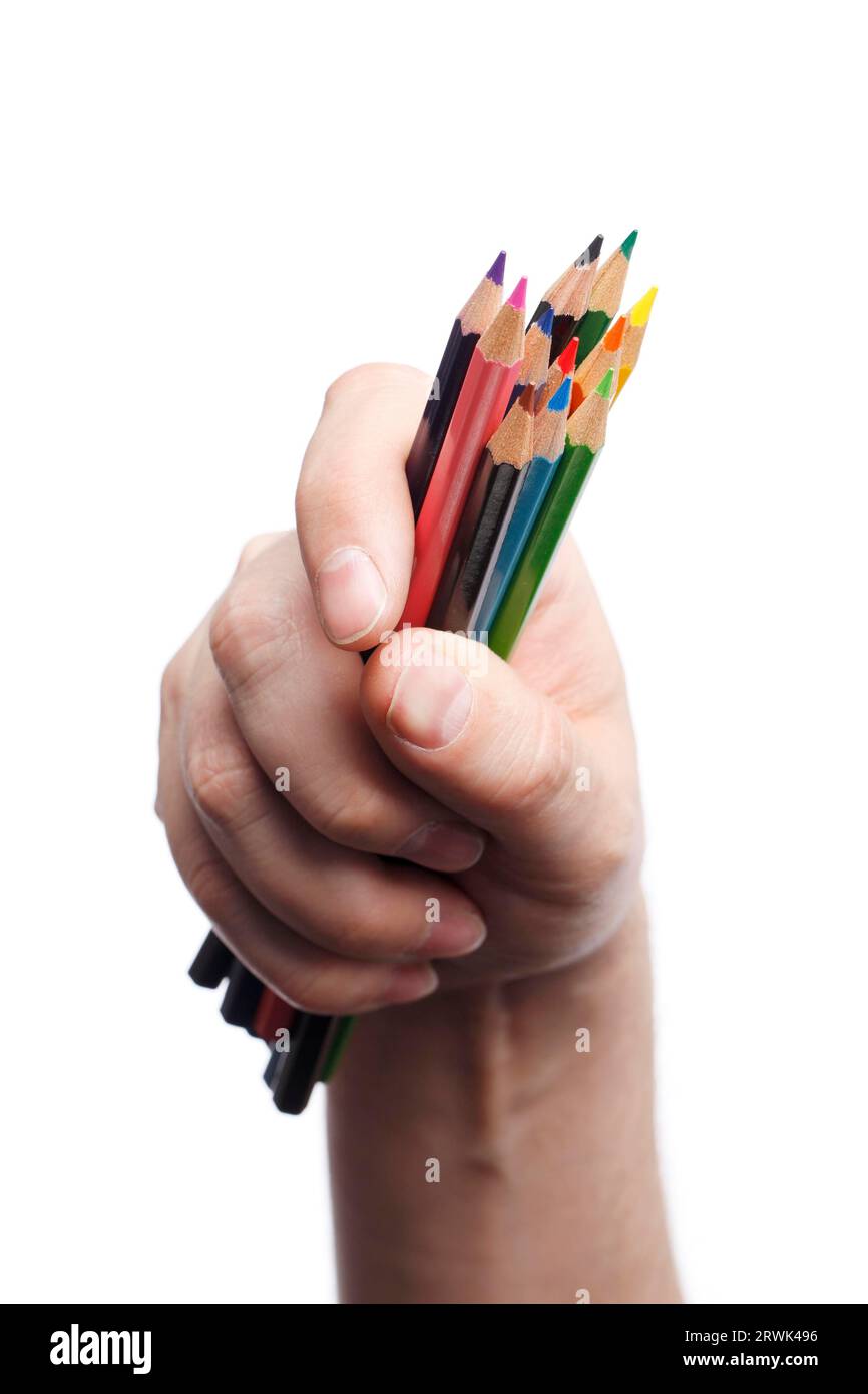 Man hand holding pencil pencils hi-res stock photography and images - Alamy