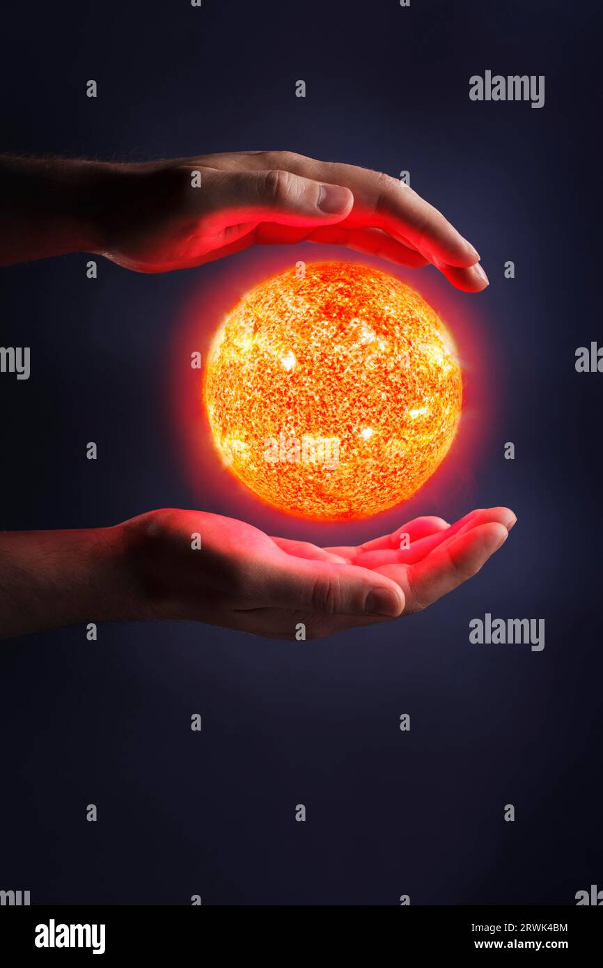 A Glowing sun between hands. Sun images provided by NASA Stock Photo ...