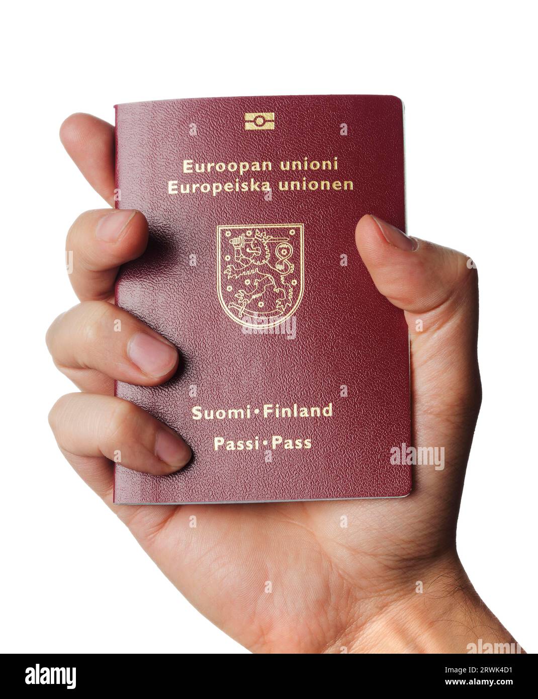 Hand holding a new biometric Finnish passport Stock Photo - Alamy