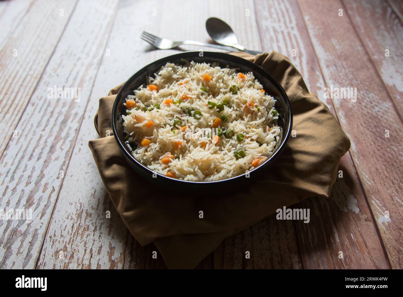 Indian style vegetable pulav or biryani made with basmati rice and ...