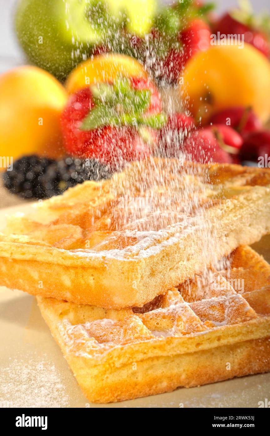 Fresh sweet waffles icing hi-res stock photography and images - Alamy