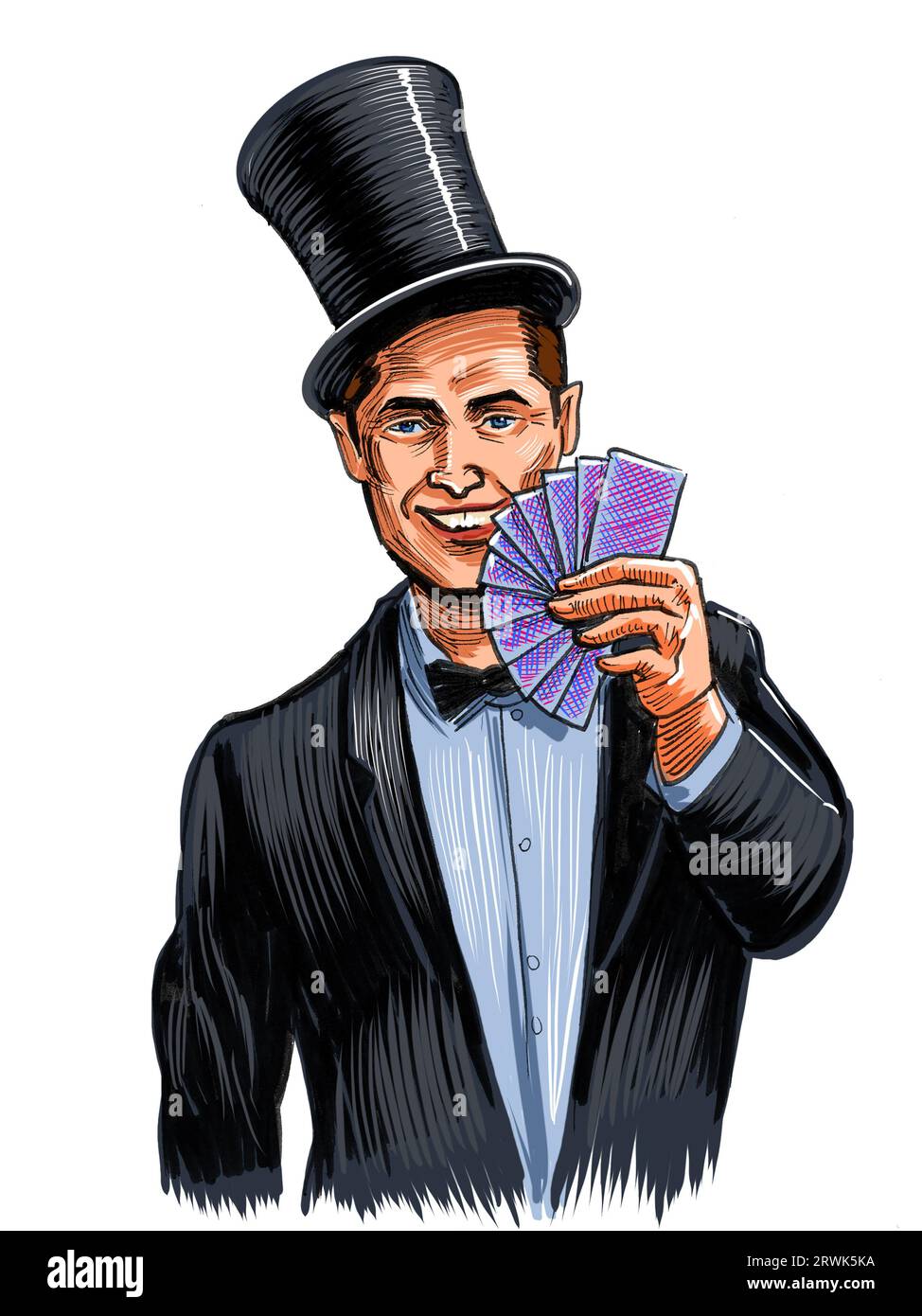 Cartoon illustration man playing cards hi-res stock photography and ...